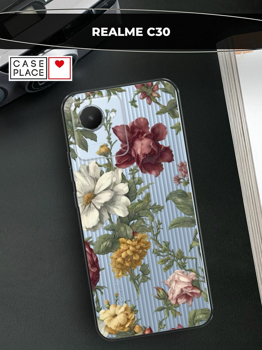 Чехол на Realme C30 / Реалми C30 с принтом Акварельные цветы 2