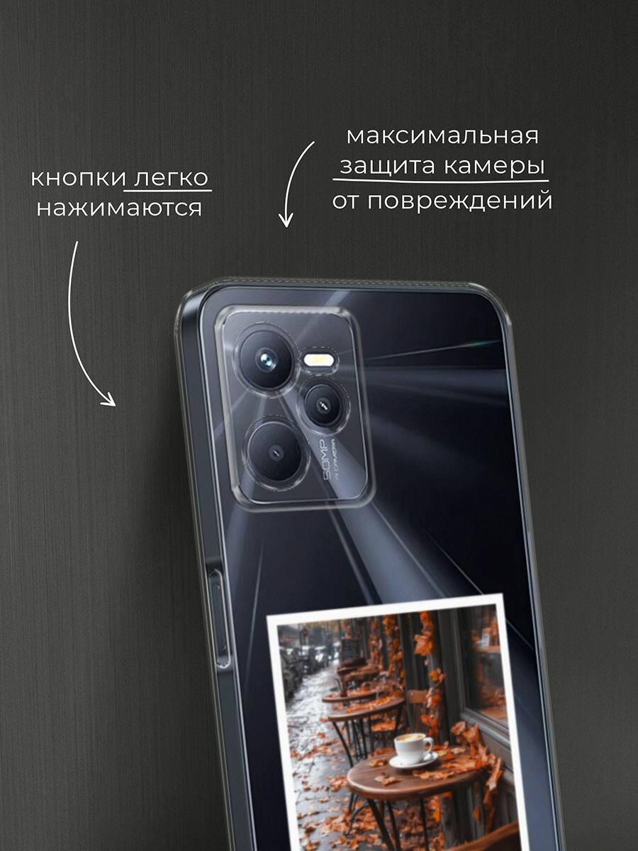 Силиконовый чехол на Realme C35 / Реалми C35 с принтом Осень и кофе — фото 1