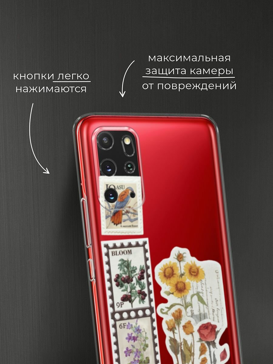 Чехол на Samsung Galaxy S20 + / Самсунг Галакси S20 Плюс с принтом Марки с цветами — фото 1
