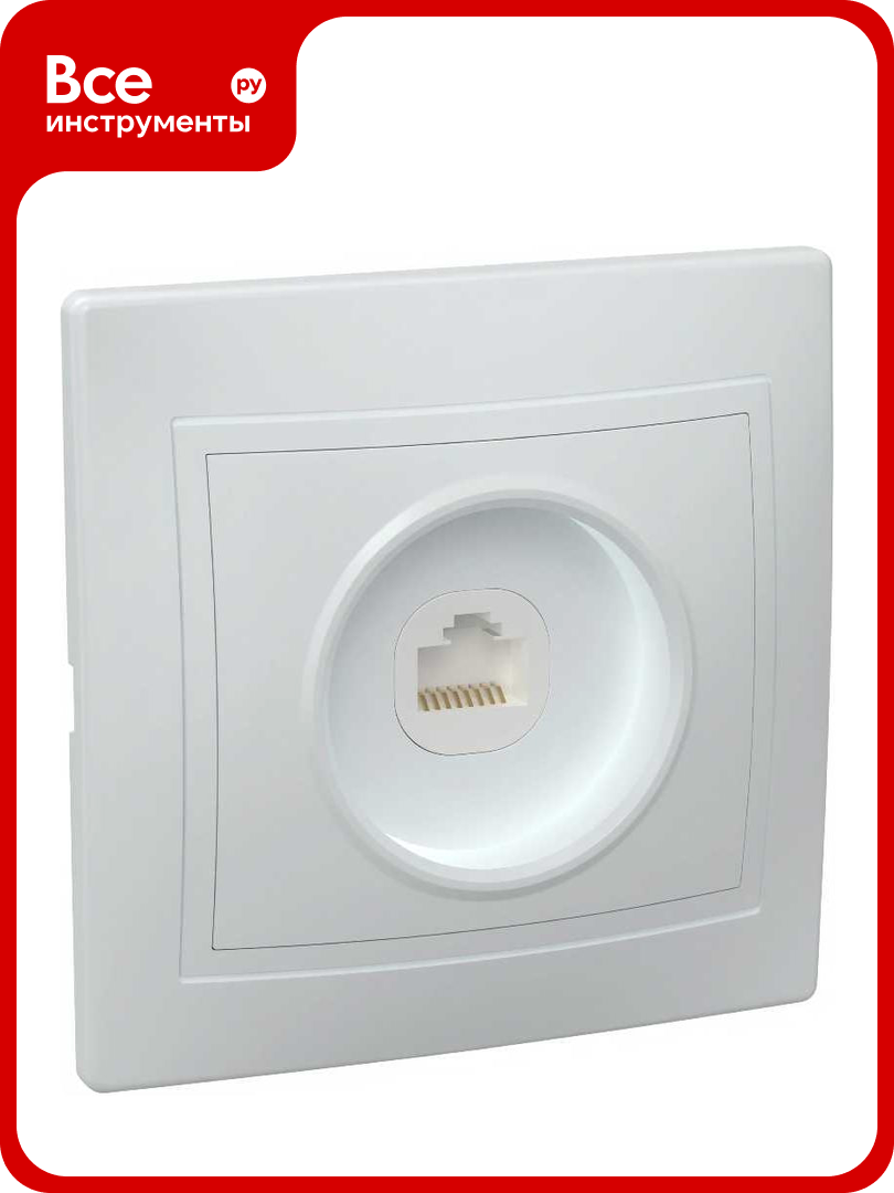 Розетка, GENERICA, GENERICA KVARTA 1-местная компьютерная RJ45 кат.5е РК10-КБ белый EKK10-K01-DM, Серия, "кварта"