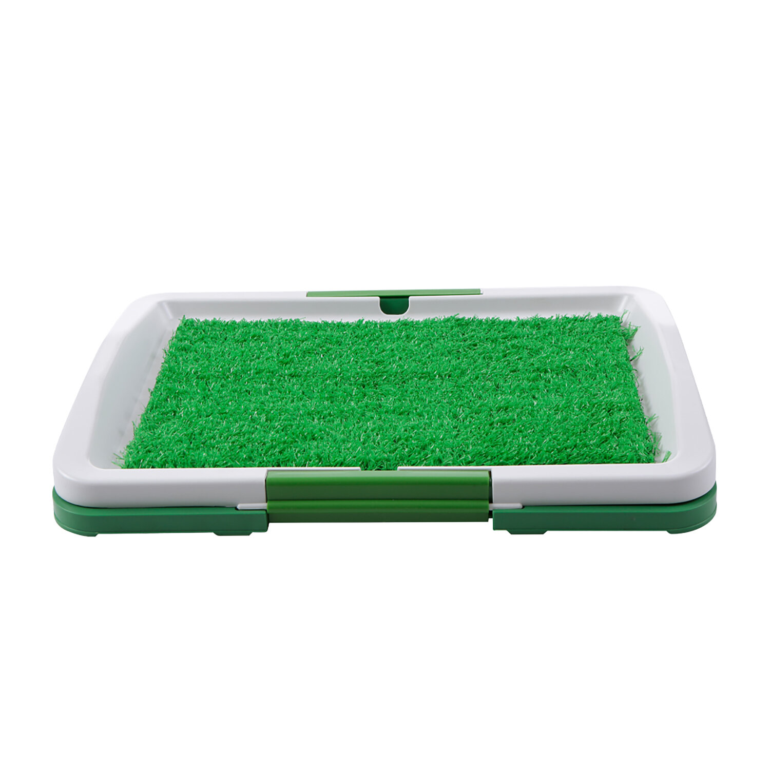 Dog Litter Box Pad Potty Training Synthetic Grass Mesh Tray 3 Layer Pet Toilet for Dogs Indoor Outdoor Use Green and White Plastic 46*33.5*3.5cm 857g 1 Set