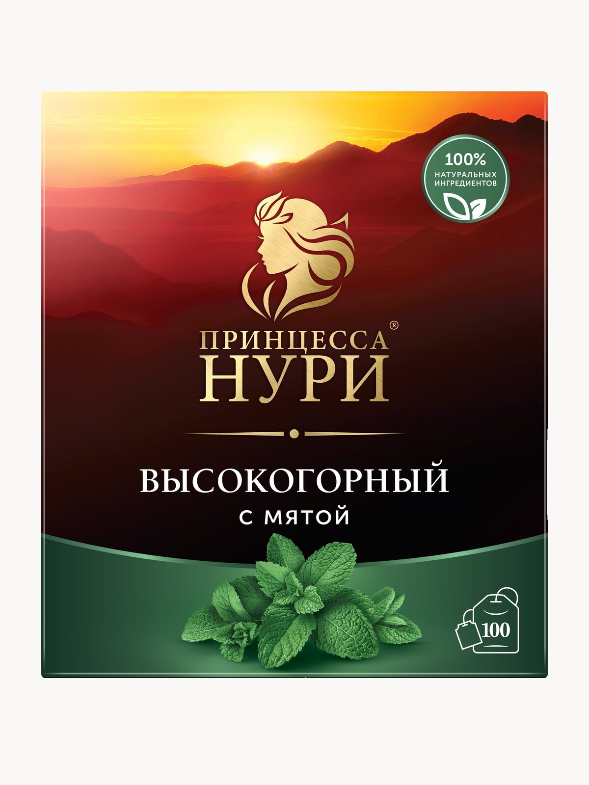 Чай черный Принцесса Нури Высокогорный с мятой, в пакетиках, 100 пак.