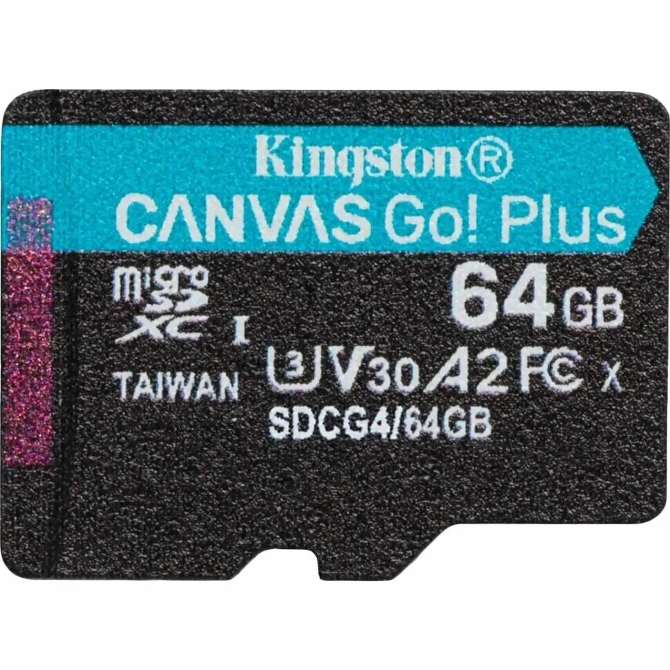 Карта памяти microSDXC Kingston 64G Go Plus G4 200R V30 с адапт. SDCG4/64GB, 2403396