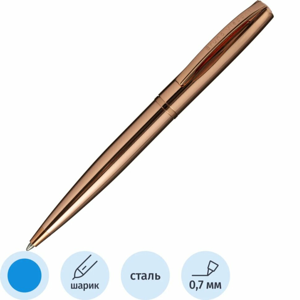 Ручка шариковая автоматич. SIENNA 1мм, синяя, корп. роз золото, футл 20-0356/13, 2126999