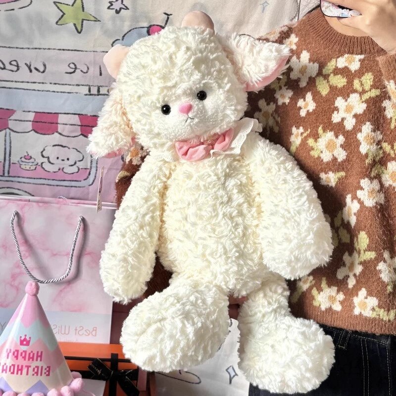 Милый белый овечка плюшевая игрушка, 58 см, мягкая вязаная игрушка для детей, идеальный подарок на день рождения