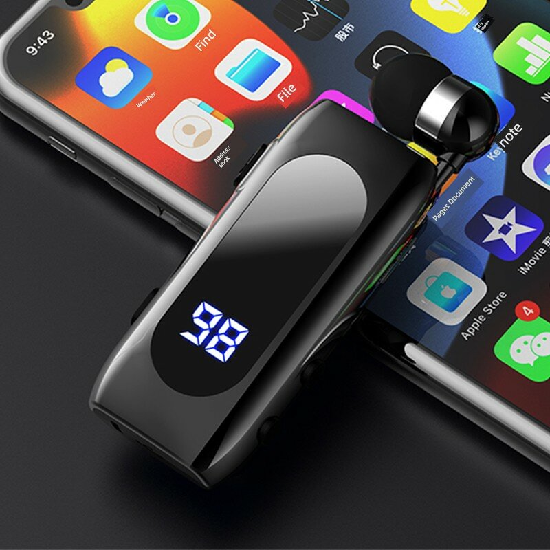 K55 Беспроводные наушники Bluetooth 5.2 вкладные с цифровым дисплеем, 20 часов работы, черные для бега и мобильных