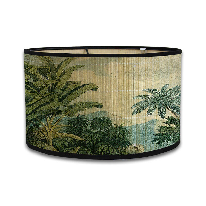 Абажур с скандинавским зеленым растительным узором, Элегантный бамбуковый абажур