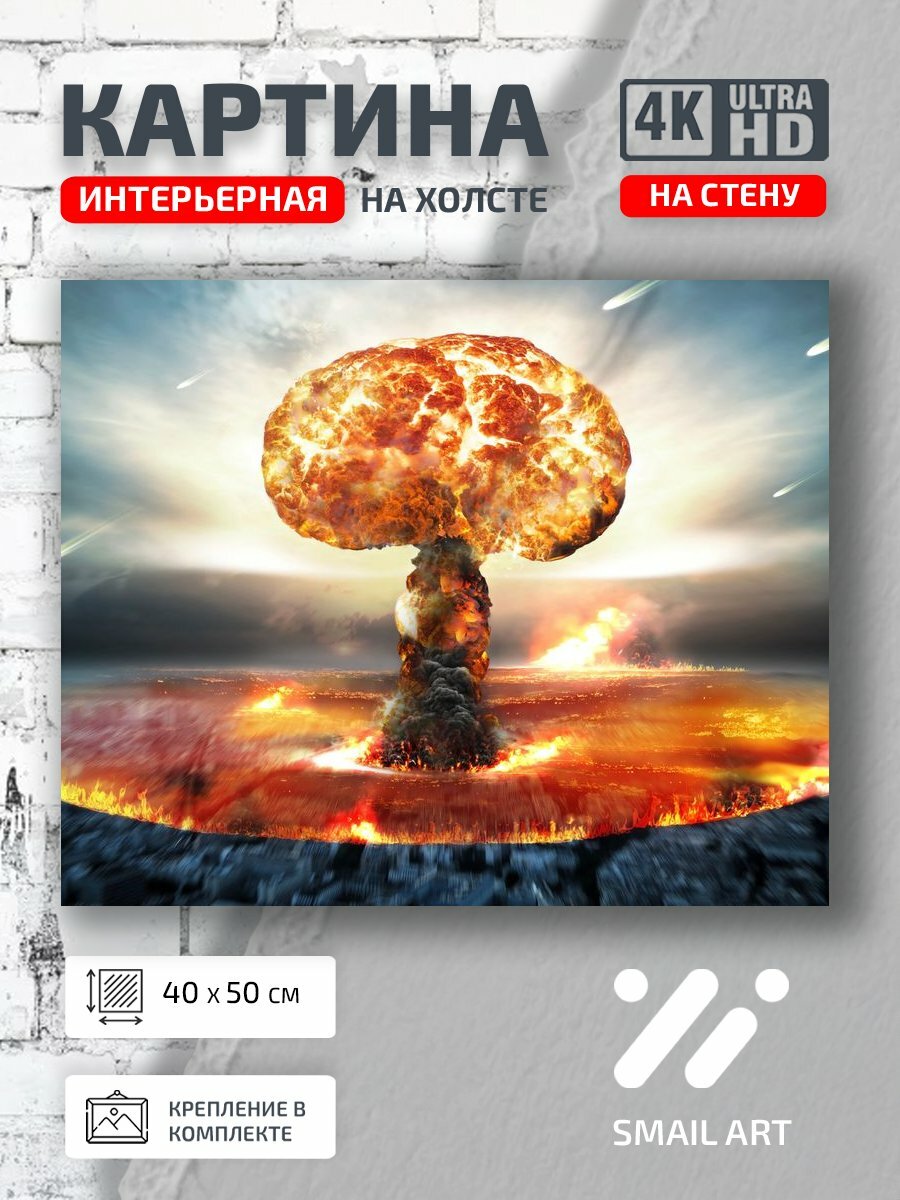 Картина на холсте интерьерная 40 на 50 на стену Гриб Weapon для студии атмосфера интерьер