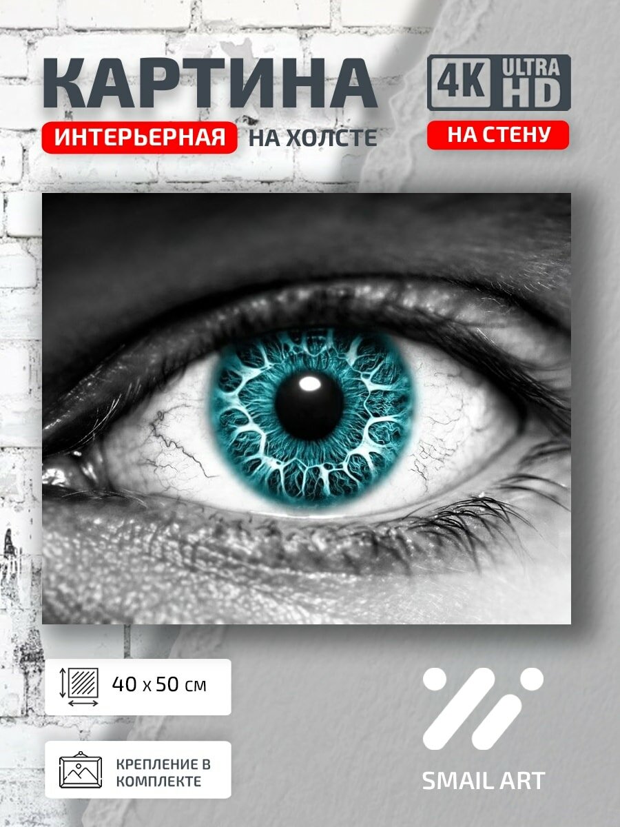 Картина на холсте интерьерная 40 на 50 на стену оболочка глаза для спальни атмосфера