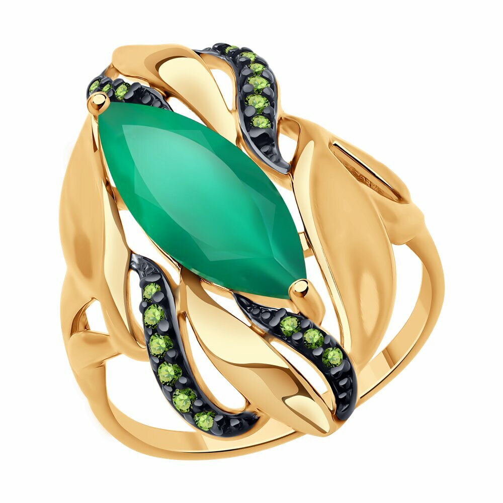 Кольцо, серебро, 925 проба, золочение