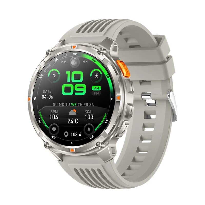 Men HT33 Smart Watch 1.7inch LED Flashlight BT Calling Outdoor Sports Compass Health Monitoring 1100mAh Large Battery Smartwatch