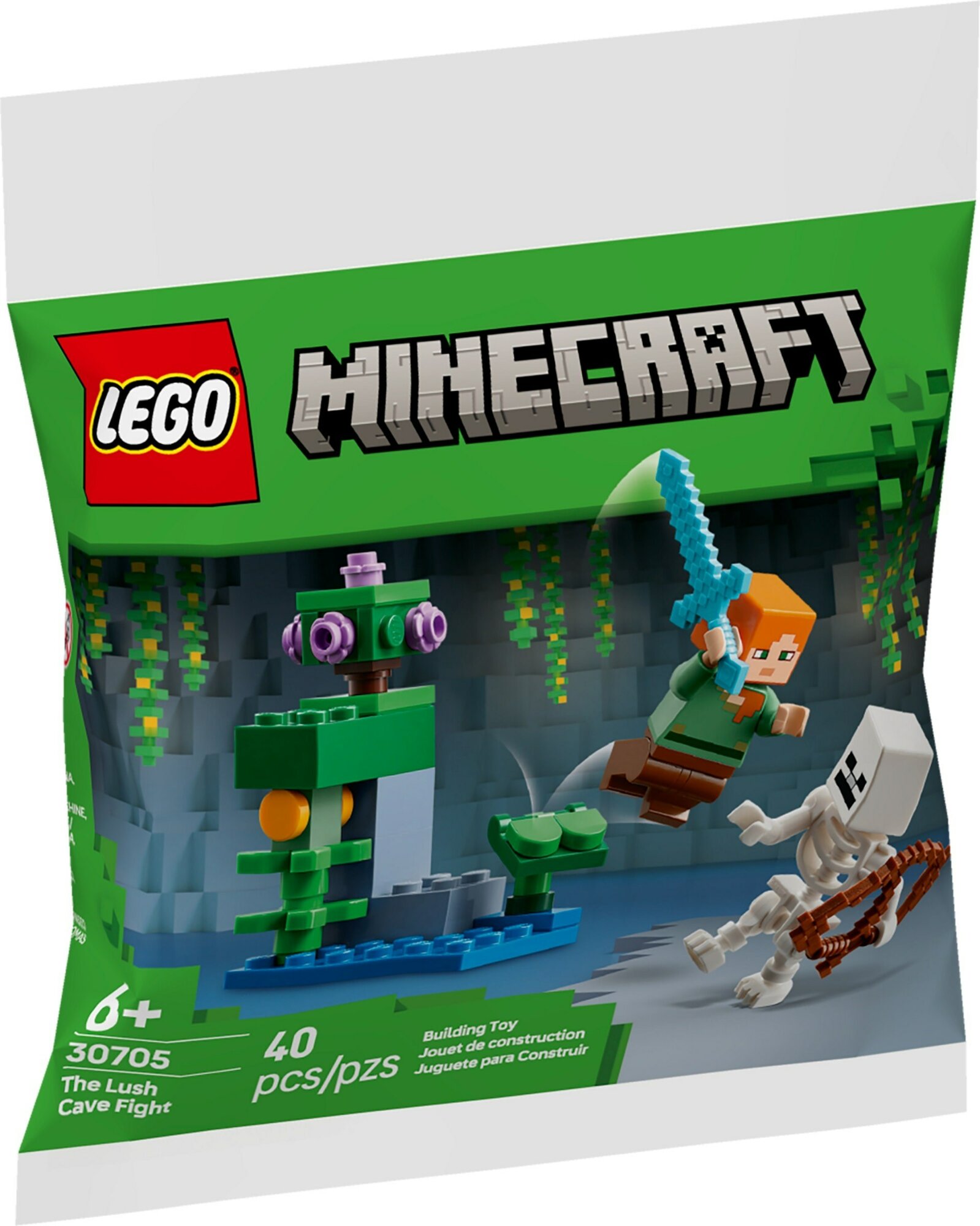 Конструктор LEGO Minecraft 30705 Бой в пышной пещере, 40 деталей, от 6 лет