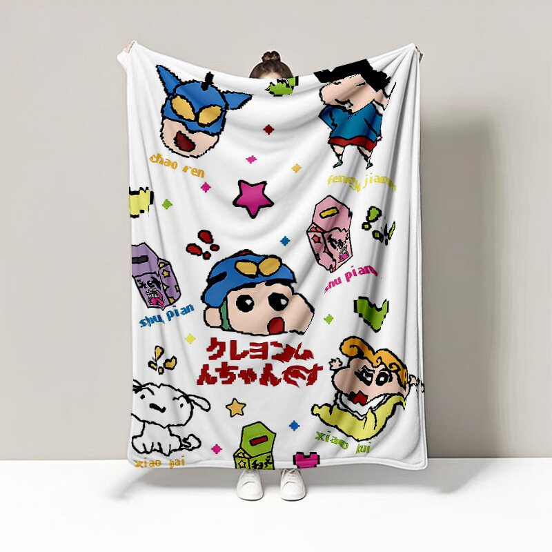 Одеяло из фланели с мультяшным Крейоном Шин-чаном, утолщенное плед, офисное одеяло для сна, одеяло для кондиционера, портативное дорожное одеяло