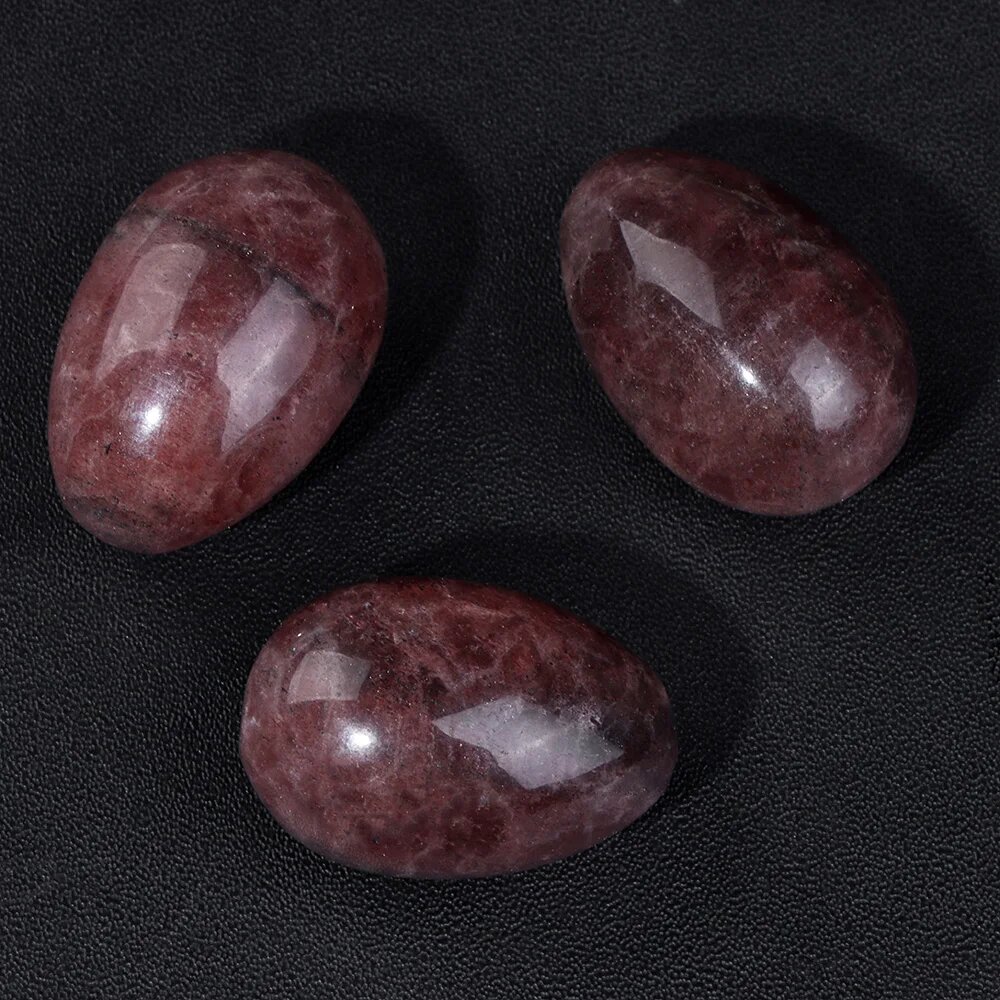 Каменная статуэтка яйцо 20*30 мм vinswet Бордовый, 1pcs, 28 Strawberry quartz