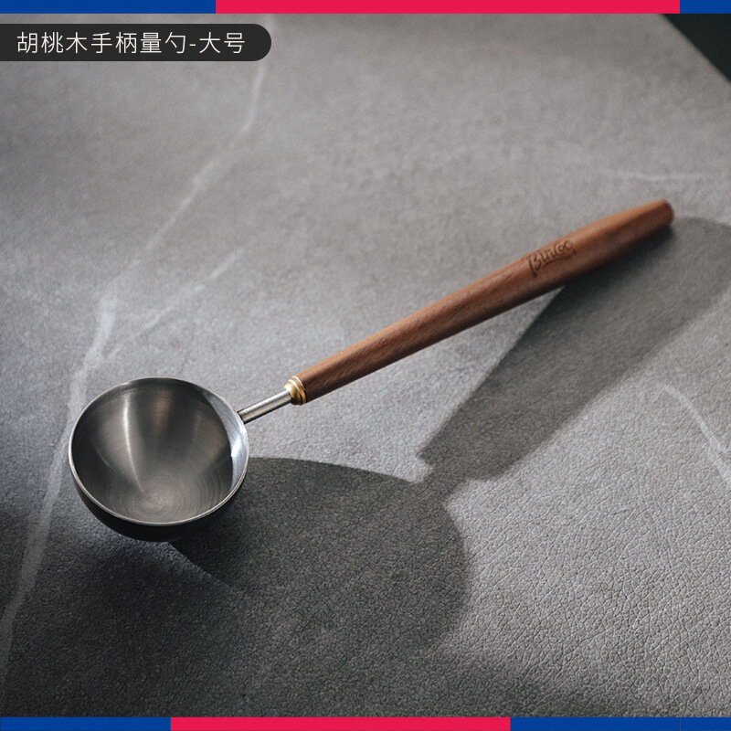 Кофейная ложка Bincoo, изысканная ложка для кофейных зерен, из нержавеющей стали, с длинной ручкой, мерная ложка для кофейного порошка, с ручкой из орехового дерева, маленькая ложка