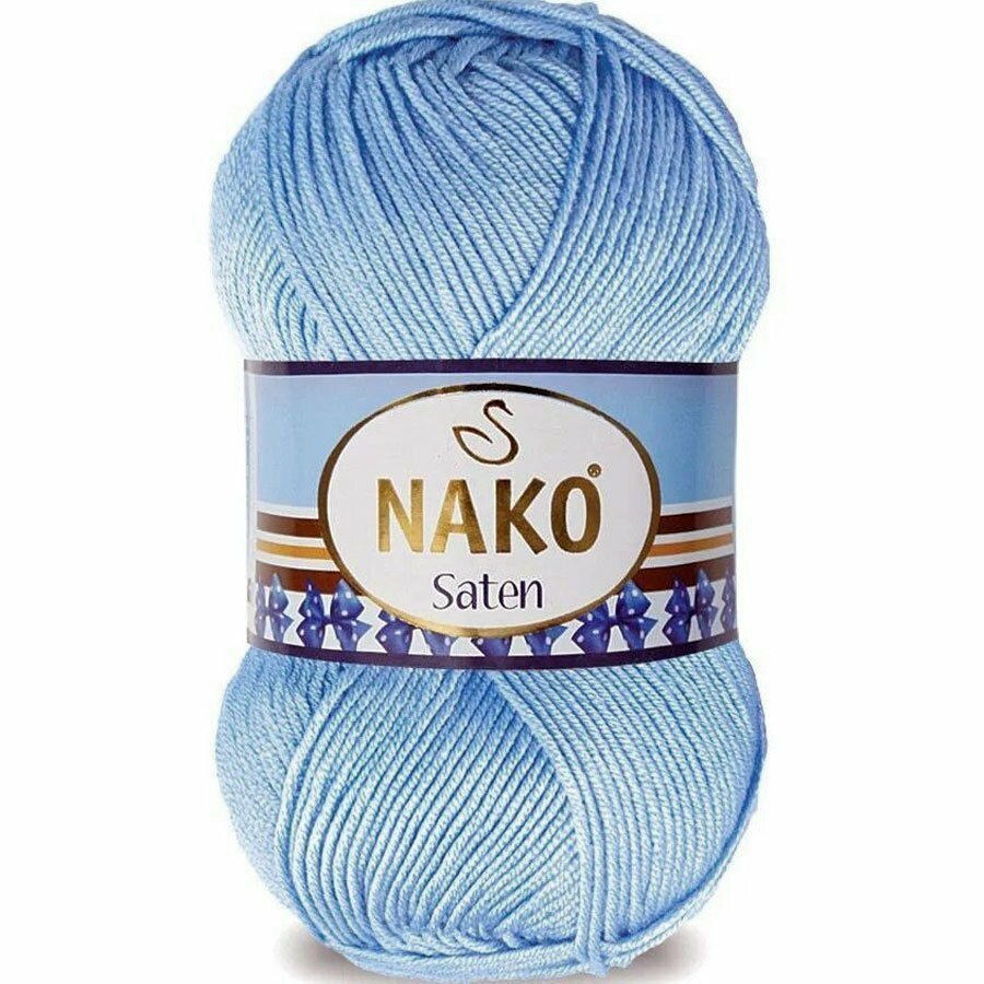 Пряжа Nako SATEN 100 214 голубой (5 мотков)