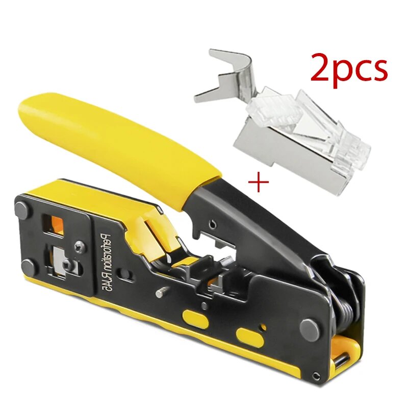 Обжимной инструмент COMNEN RJ45, сквозные обжимные режущие соединители для CAT7 Cat6 8P8C, модульный разъем Ethernet, универсальный инструмент для проводов
