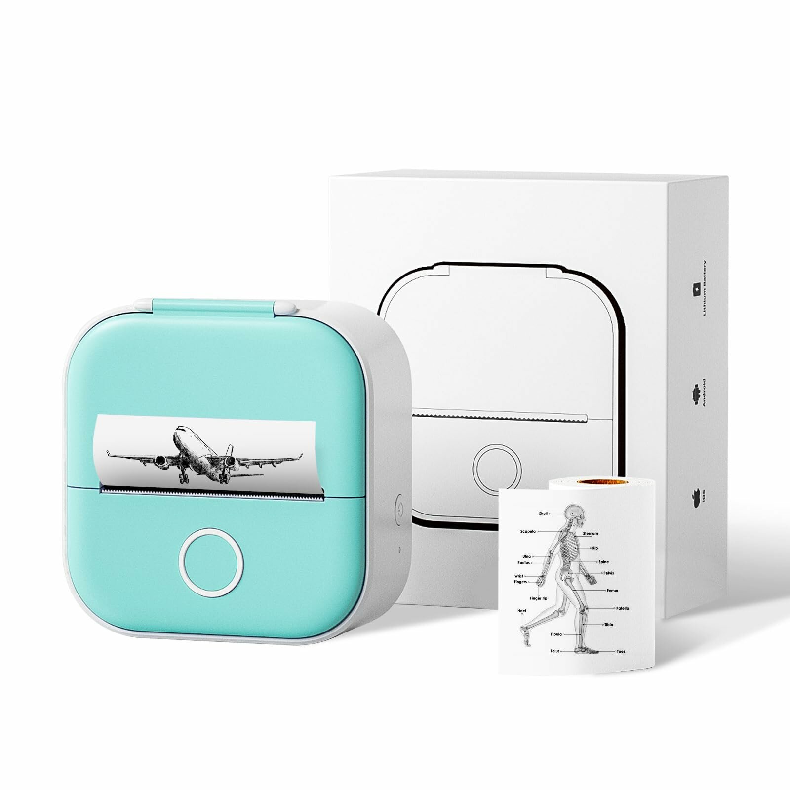 Принтер стикеров мини-покетный Ponek~ T02, метод печати термальный прямой, разрешение 203 dpi, батарея 1000 мАч, размеры 3.3 x 1.4 x 3.3 см, вес 150 г, входящая мощность 5V/1A, ресурс печатающей головки 50 км, плотность печати Light Medium Dark Custom, в