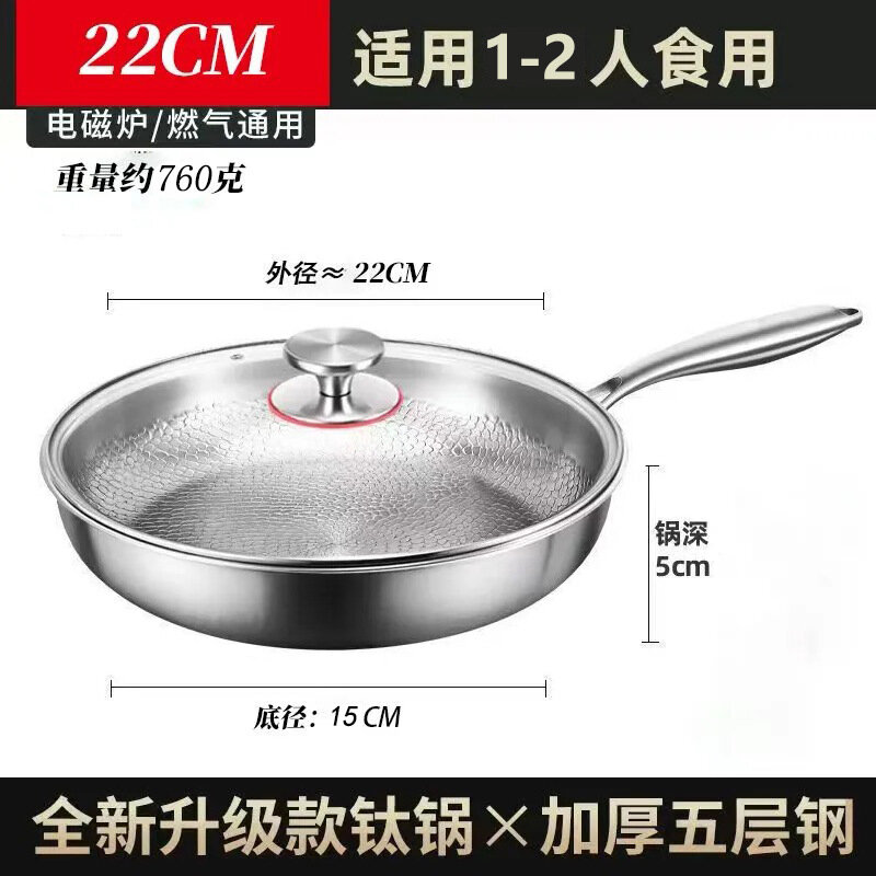 Немецкая высококачественная трехслойная стальная титановая сковорода с молотым покрытием, без покрытия, для домашнего использования, для стейков, антипригарная сковорода, титановая сковорода, плоская сковорода