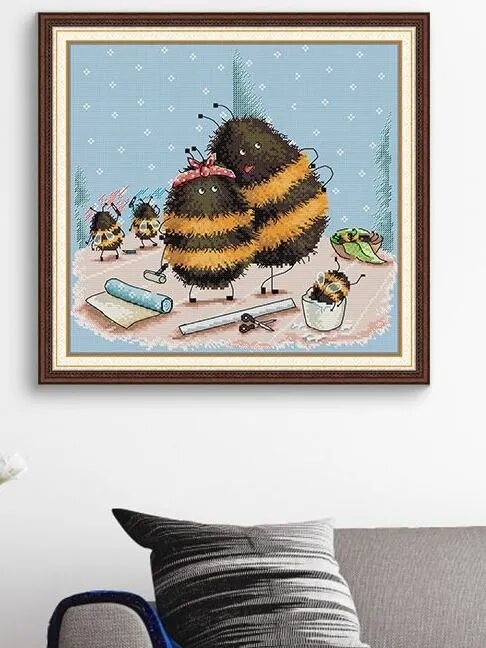 Набор для вышивания "пчелка-мать и дитя",11CT 3нити,44*42cm