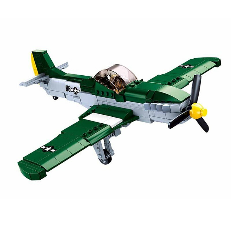 323pcs ВВС США военный военный самолет P 51D Mustang истребитель строительный блок WW2 военный самолет модель кирпич детские игрушки блок (зеленый)