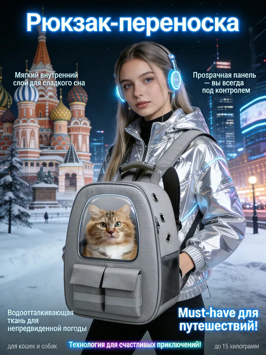 Рюкзак переноска для кошек и собак с окном