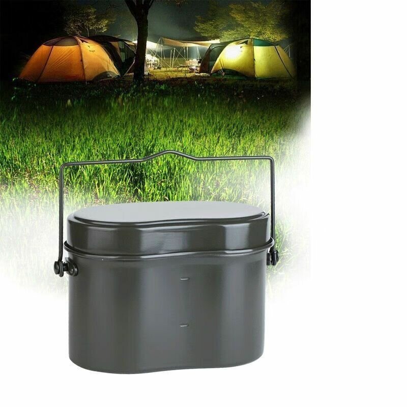 Тактический армейский походный котелок 3 в 1 (сковородка, тарелка) 1300 мл /кан алюминиевый/подвесной котелок туристический/посуда для похода, рыбалки, охоты, кемпинга