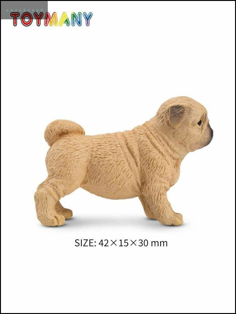 Мини-фигурка домашнего животного Toymany, щенок мопса, 42X15X30 мм