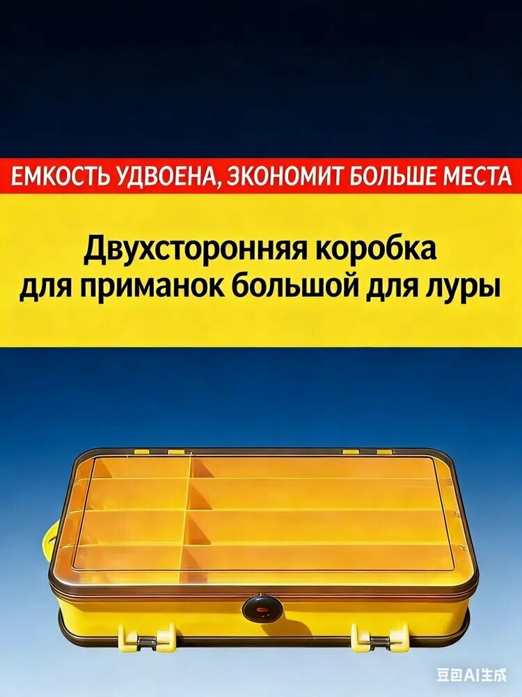 Коробка 2-сторонняя для воблеров, блесен, силикона. Органайзер рыболовный 18.7cm*11.4cm*4.5cm
