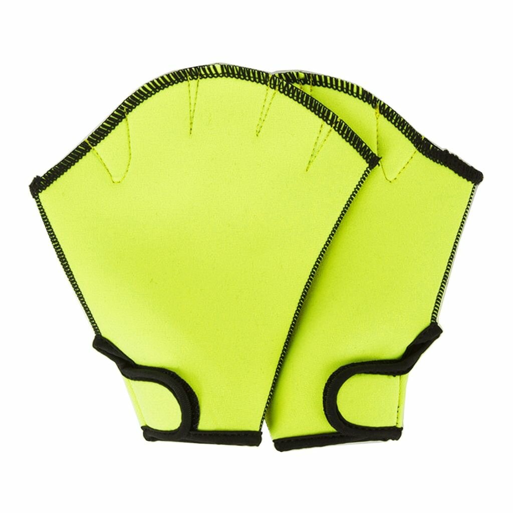 Плавательные перчатки с перепонкой для рук-желтый-S