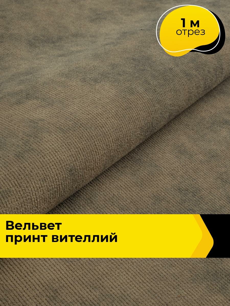 Ткань для шитья и рукоделия Вельвет принт "Вителлий", отрез 1 м * 150 см, цвет бежевый