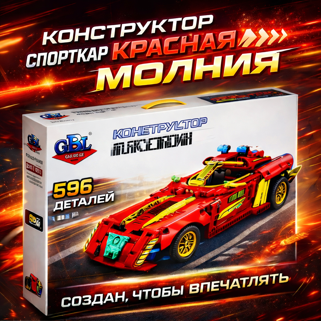 Конструктор Technic "Спорткар Красная Молния", 596 деталей, для детей 6+