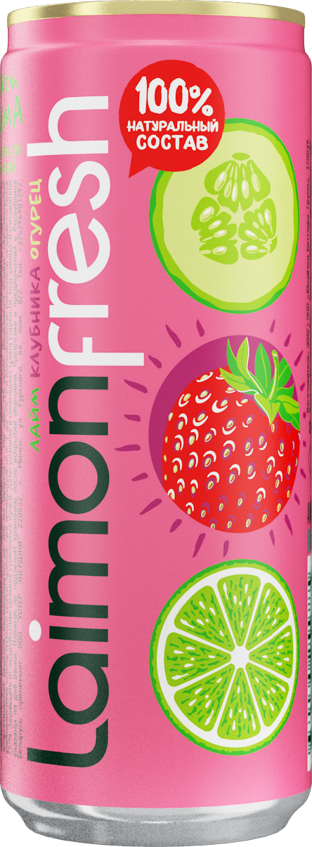 Лаймон Фреш 0,33л.*12шт. Клубника Огурец Лайм ЖБ Laimon Fresh Напиток газированный Производство - Россия