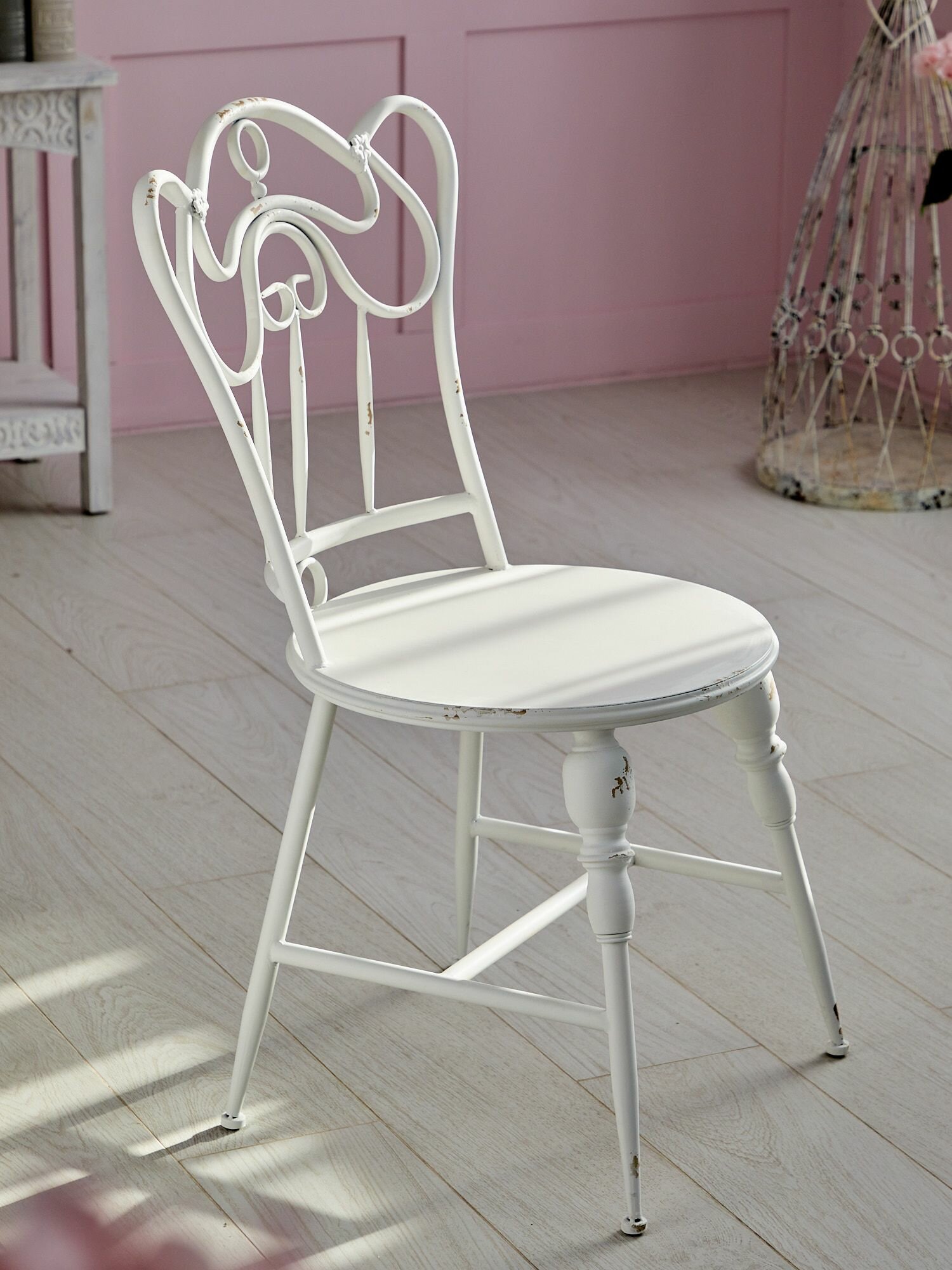 62-043 Стул кованый Прованс 43х45х91см, металл, белый, Glasar