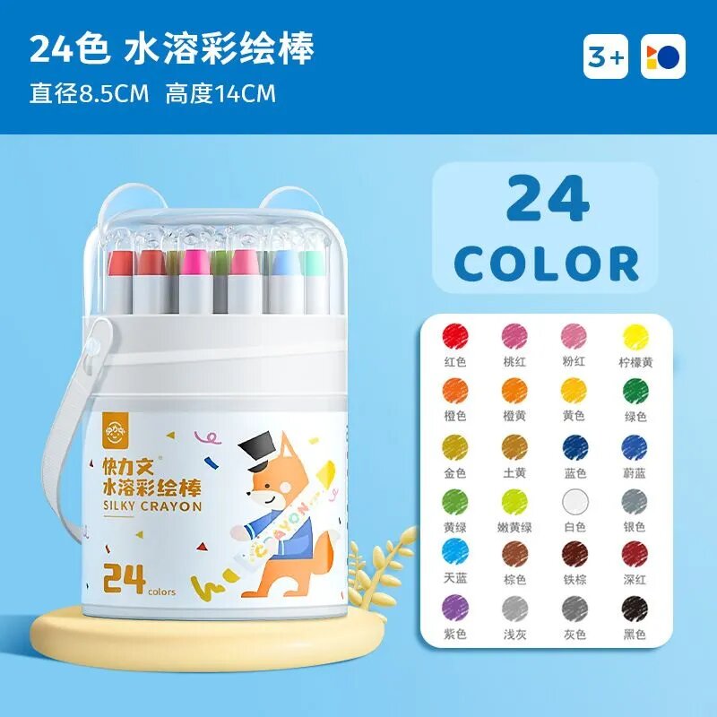 Мелки, вид мелка: Акварельный, Восковой, цветов: 24 шт.