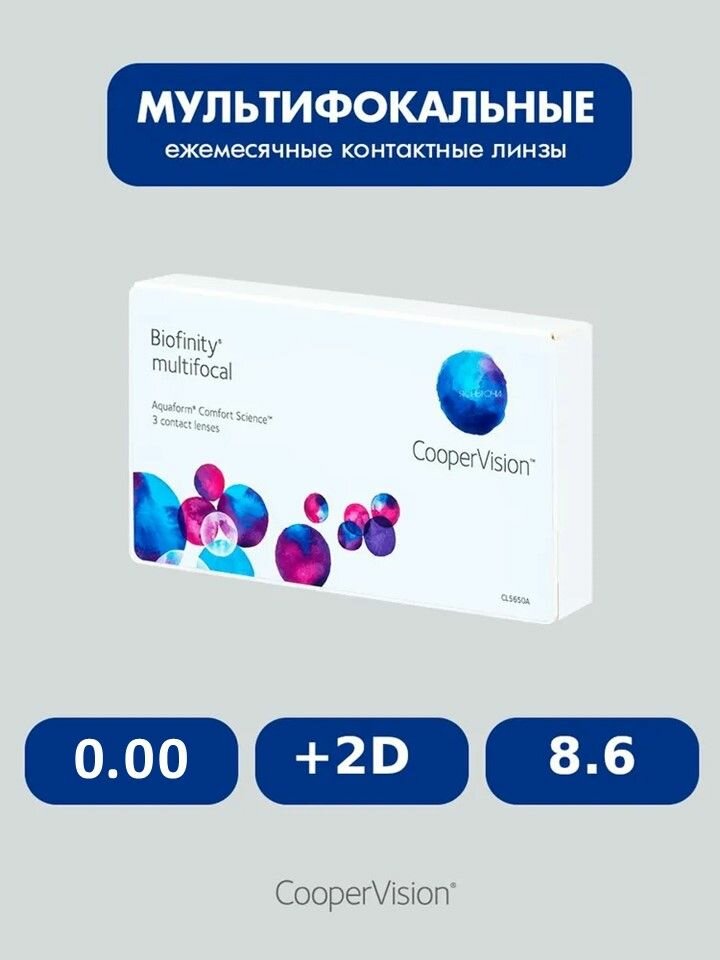 Biofinity Multifocal (3 линзы), 8.6, 0.0, +2D
