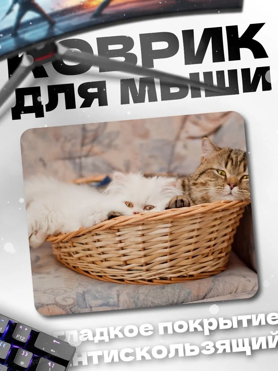 Коврик для мыши Котята в корзине