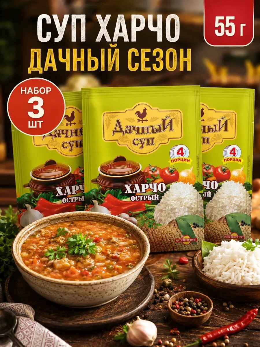 Суп харчо Дачный сезон острый 3 шт по 55 г