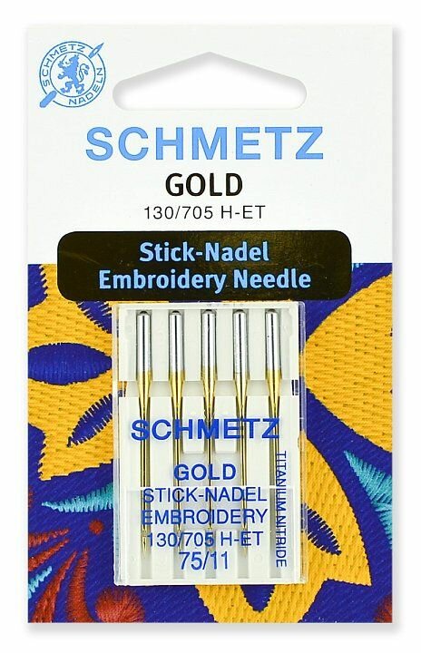 Иглы для вышивки Gold, титаниум,5 шт. SCHMETZ 130/705H-ET № 75