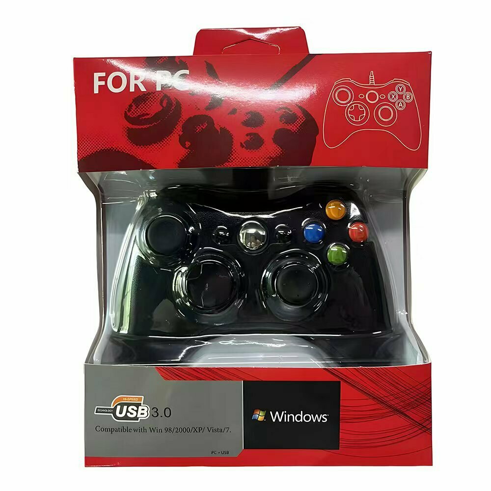 Беспроводной игровой контроллер X-360 для PS3, Android TV и ПК — черный (в коробке)