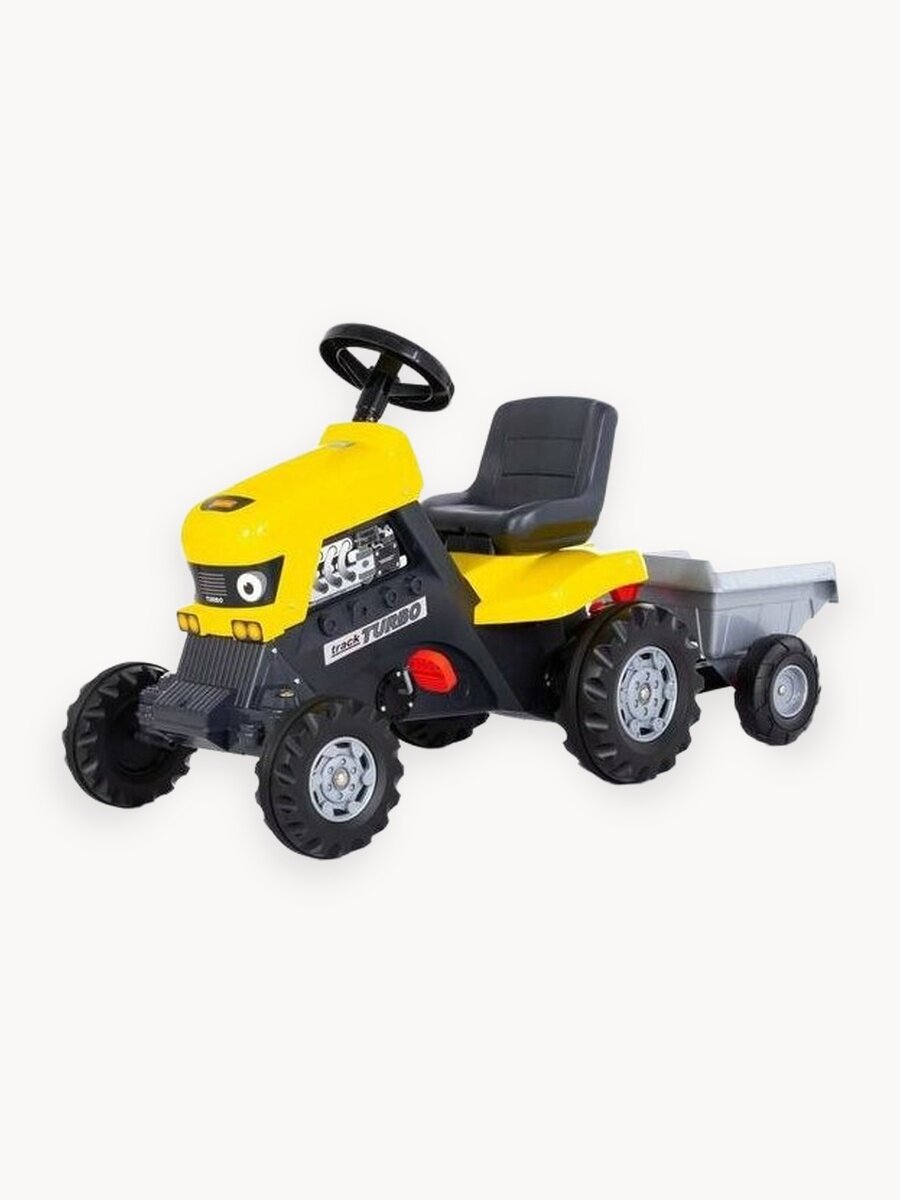 Педальная машина для детей Turbo, трактор, с полуприцепом, цвет жёлтый