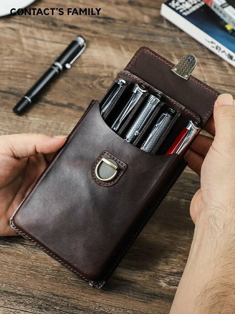 Чехол для перьевой ручки из натуральной кожи с 5 слотами