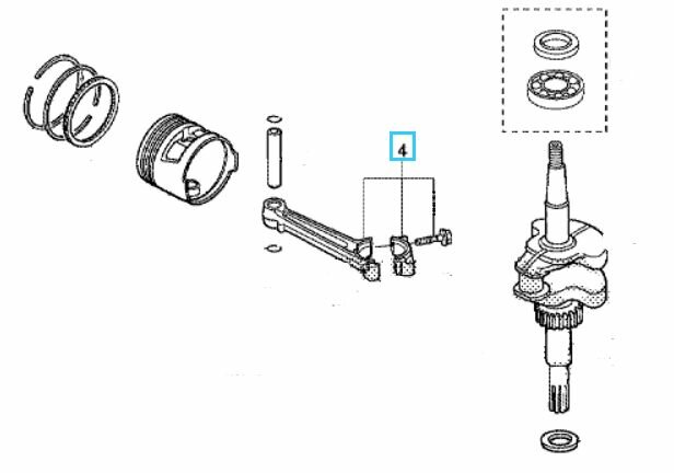 Шатун в сборе для двигателя лодочного мотора Honda BF4/BF5/BF6; Артикул Honda: 13200ZVD000 (Оригинал)