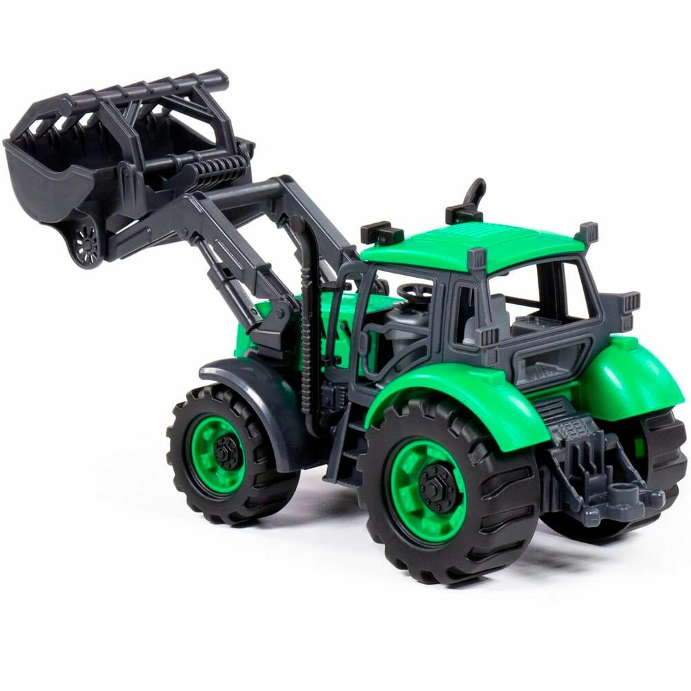Погрузчик "Прогресс", детская инерционная машинка для мальчика, пластиковая машинка-игрушка для сюжетно-ролевых игр, в лотке, цвет зелёный