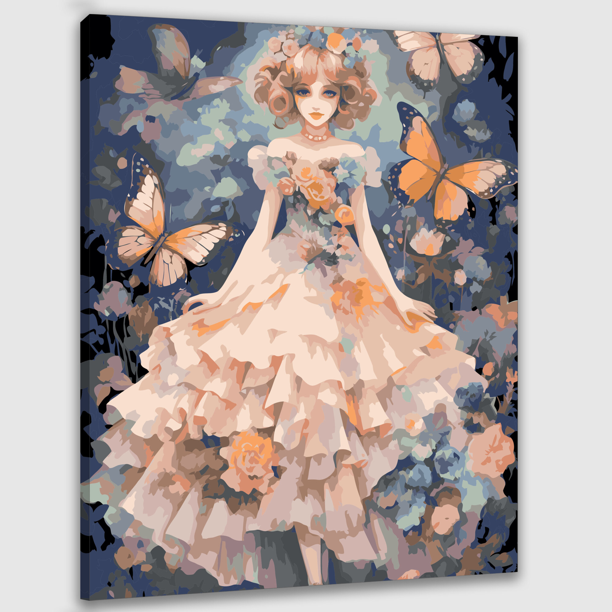 Картина по номерам 40x50 см, картина, акварельный рисунок, кукла, викторианский стиль, пастельные оттенки, мазки кисти