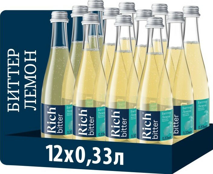 Rich Bitter 0,33л.*12шт. Лимон Стекло Rich Напиток газированный Россия