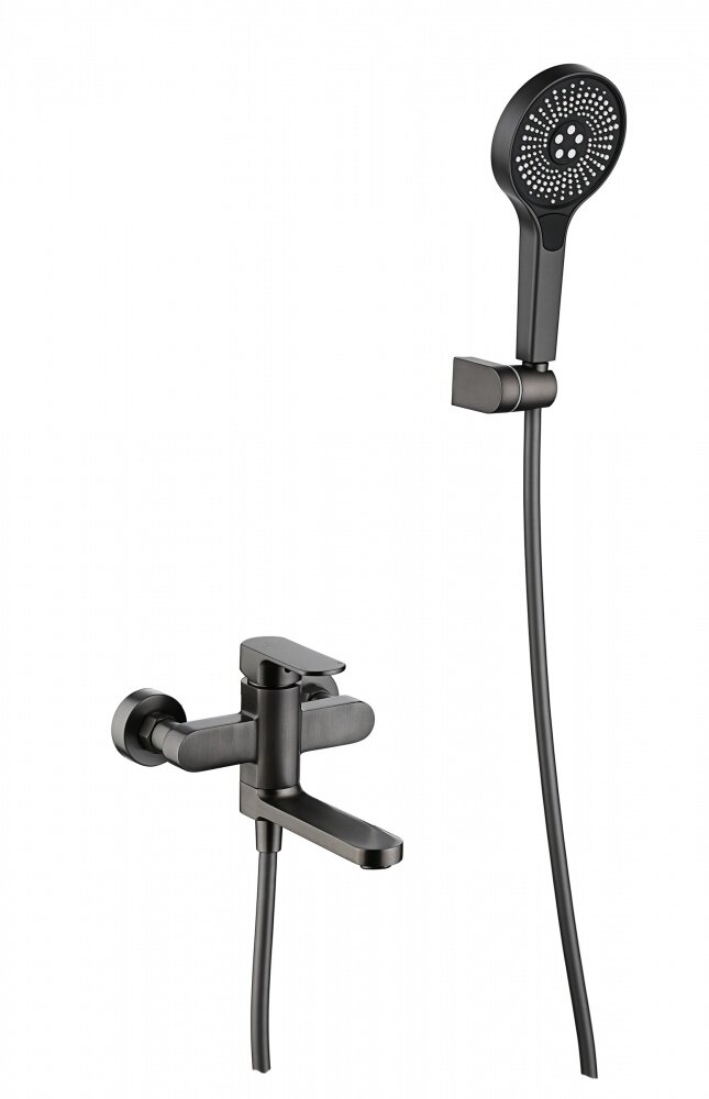 Смеситель для ванны и душа с коротким изливом от бренда Ganzer из латуни GZ06132-Q графит