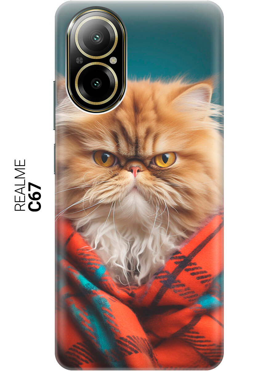 Силиконовый чехол на Realme C67 / Рилми С67 с рисунком "Недовольный котик"