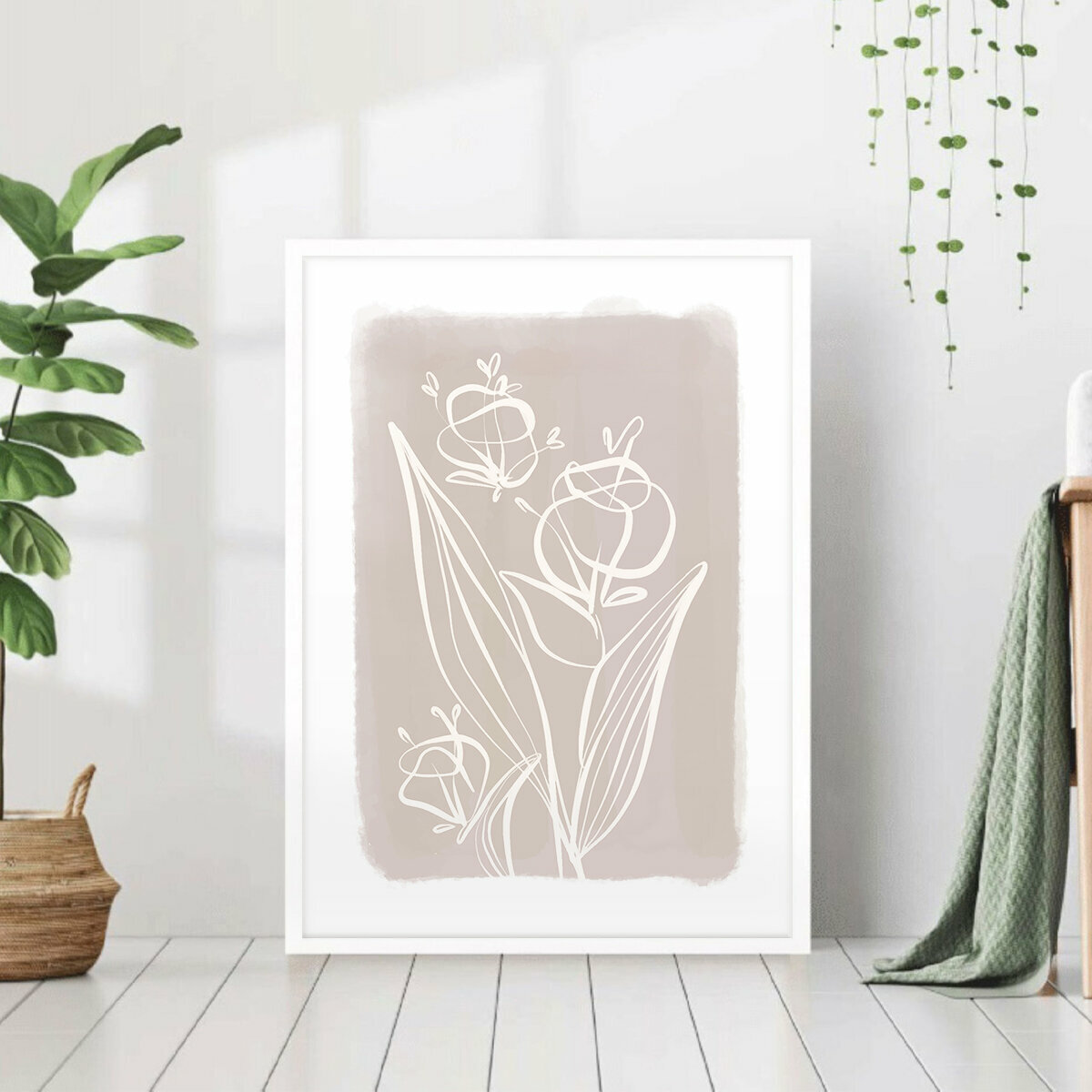 Постер "Ботаническая иллюстрация 2" в белой рамке 40x50 см для интерьера на стену