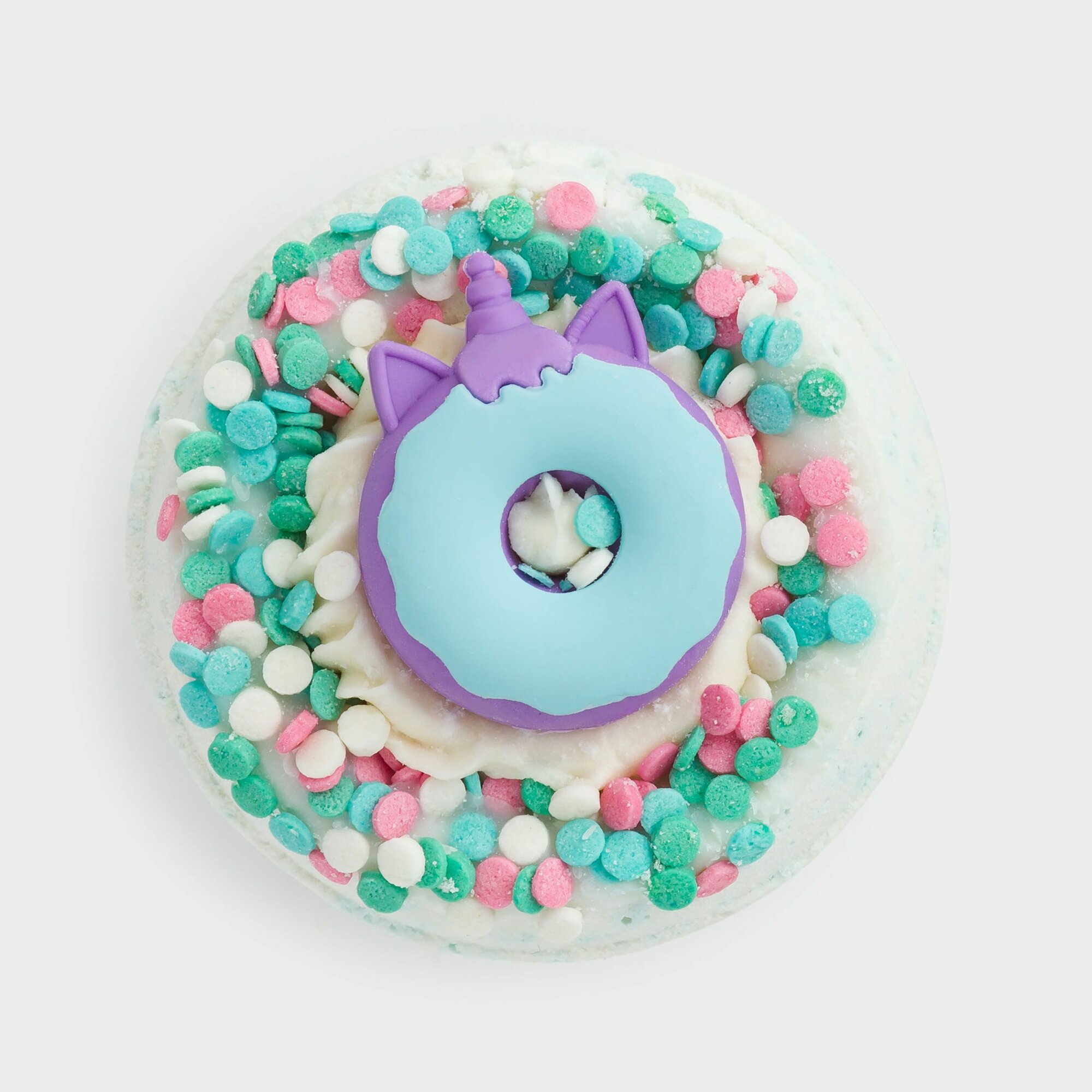 Бомбочка для ванны, 130 гр, с игрушкой, голубая, Зефир сливочный, Пончик-единорог, Unicorn, Kuchenland